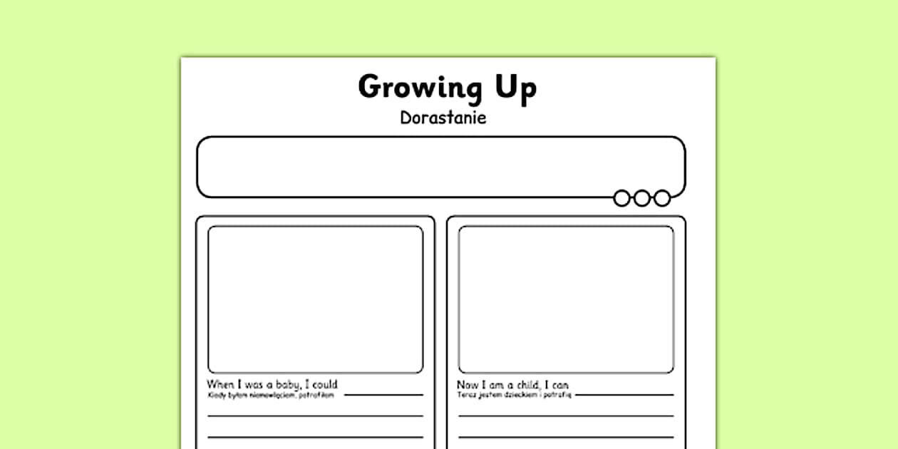 Growing Up Worksheet / Worksheet Polish Translation - Twinkl
