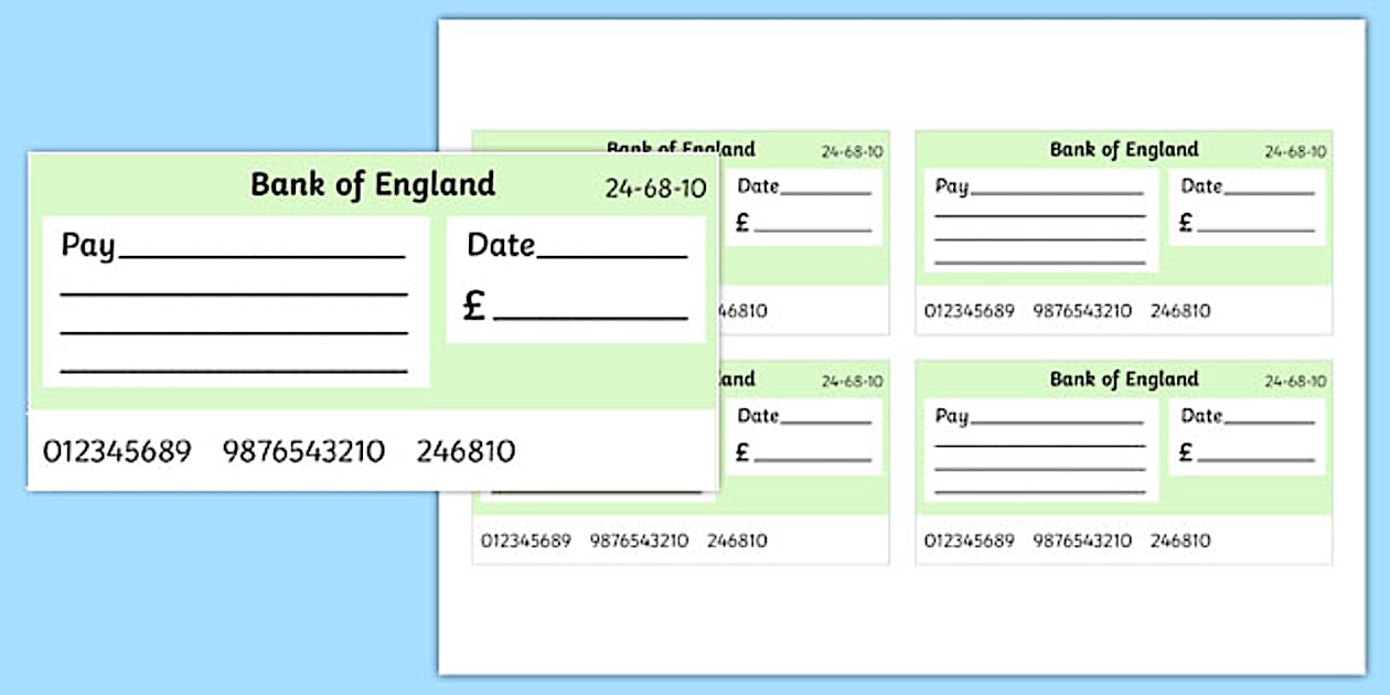 Editable Maths Intervention Blank Cheque Templates - Twinkl