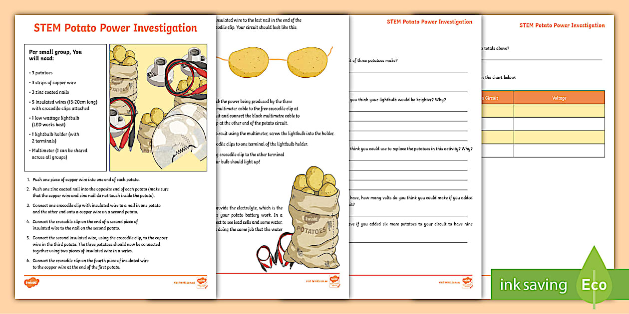 STEM Potato Power Investigation - Twinkl