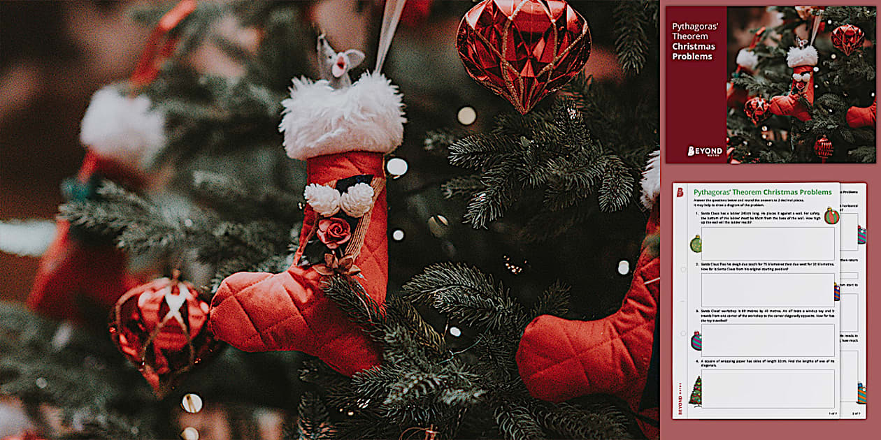 Pythagoras's Theorem Christmas Problems (teacher made)