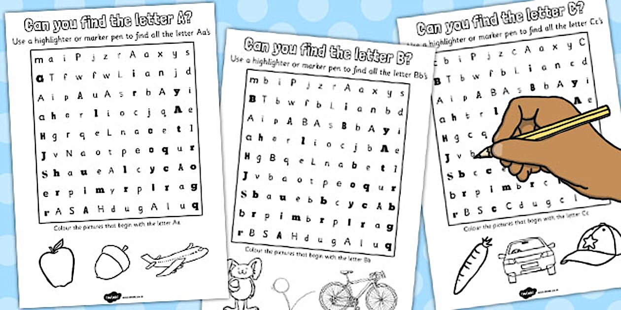Letter Search A-Z Worksheet / Worksheet Pack