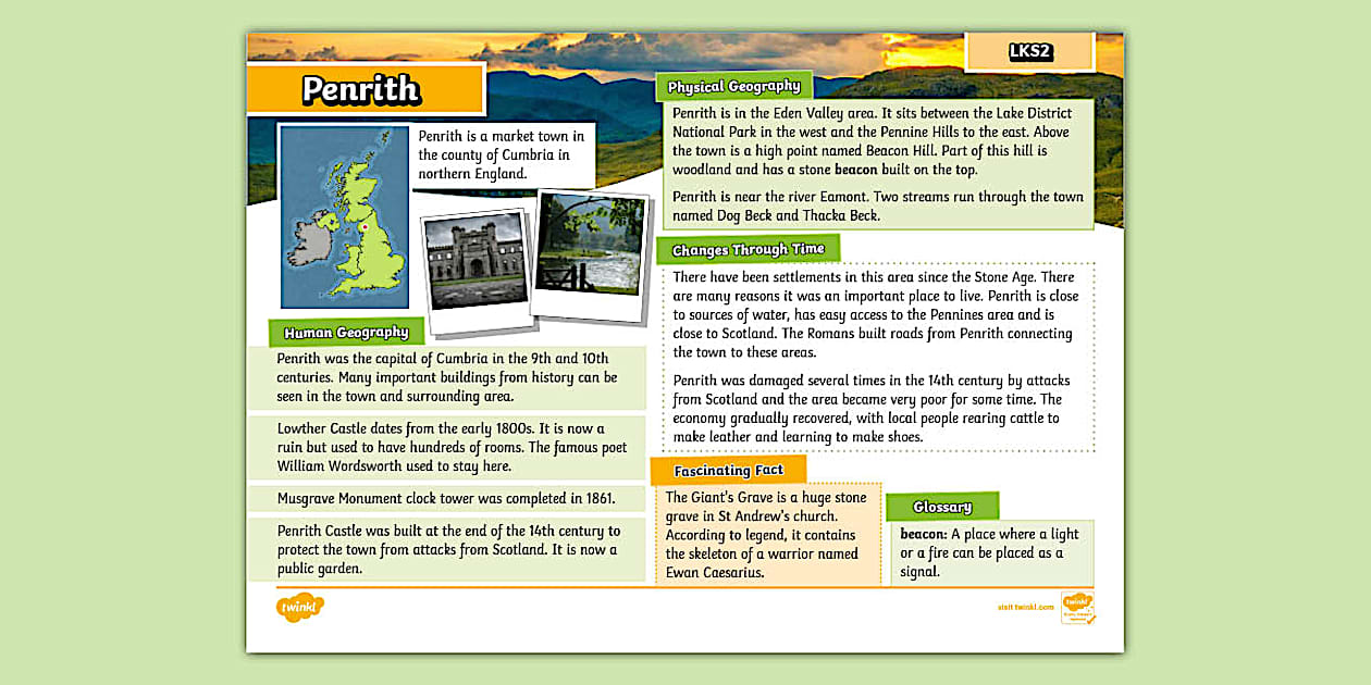 LKS2 Penrith Fact File - Geography - Local Area Study