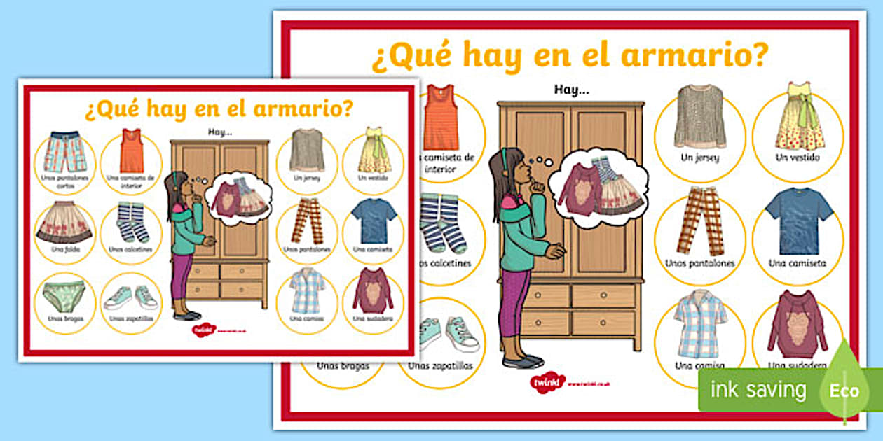 Clothes Display Poster Spanish (teacher made) - Twinkl