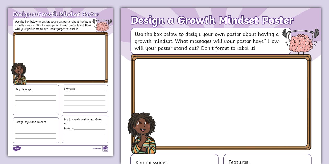 Design a Growth Mindset Poster Worksheet (teacher made)
