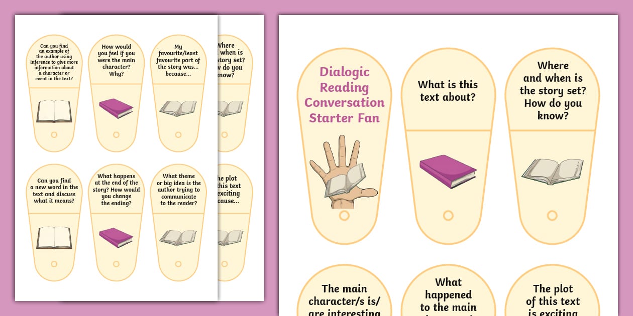 Dialogic Reading Conversation Starter Fans (teacher made)