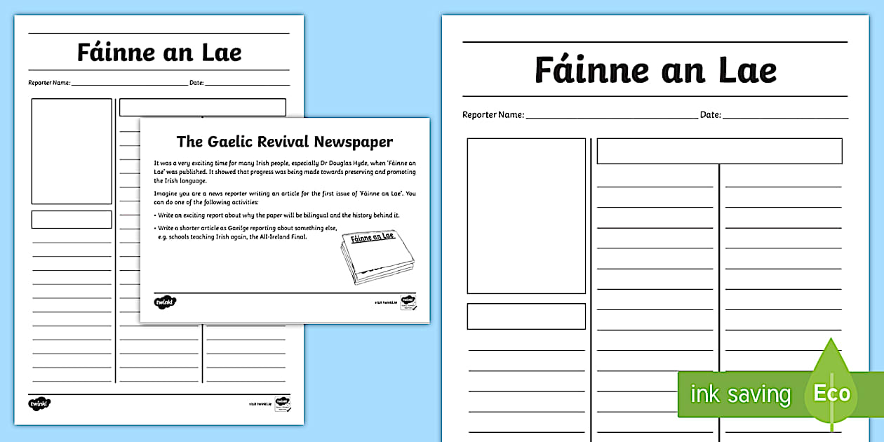 Cursive The Gaelic Revival Newspaper Activity (teacher made)
