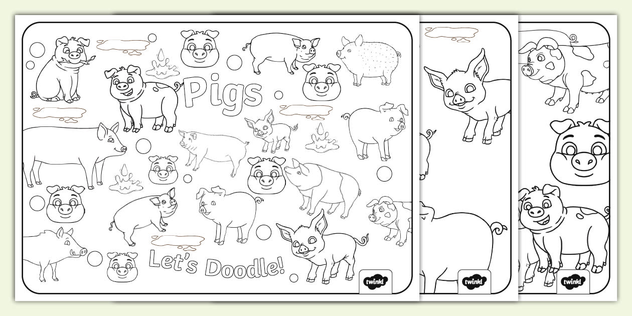 Pig Doodle Colouring Pages - Twinkl - KS1