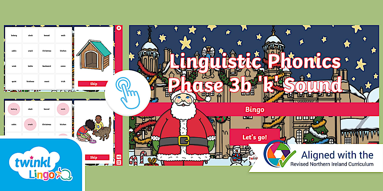 Linguistic Phonics Phase 3b 'k' Sound Bingo Game - Twinkl