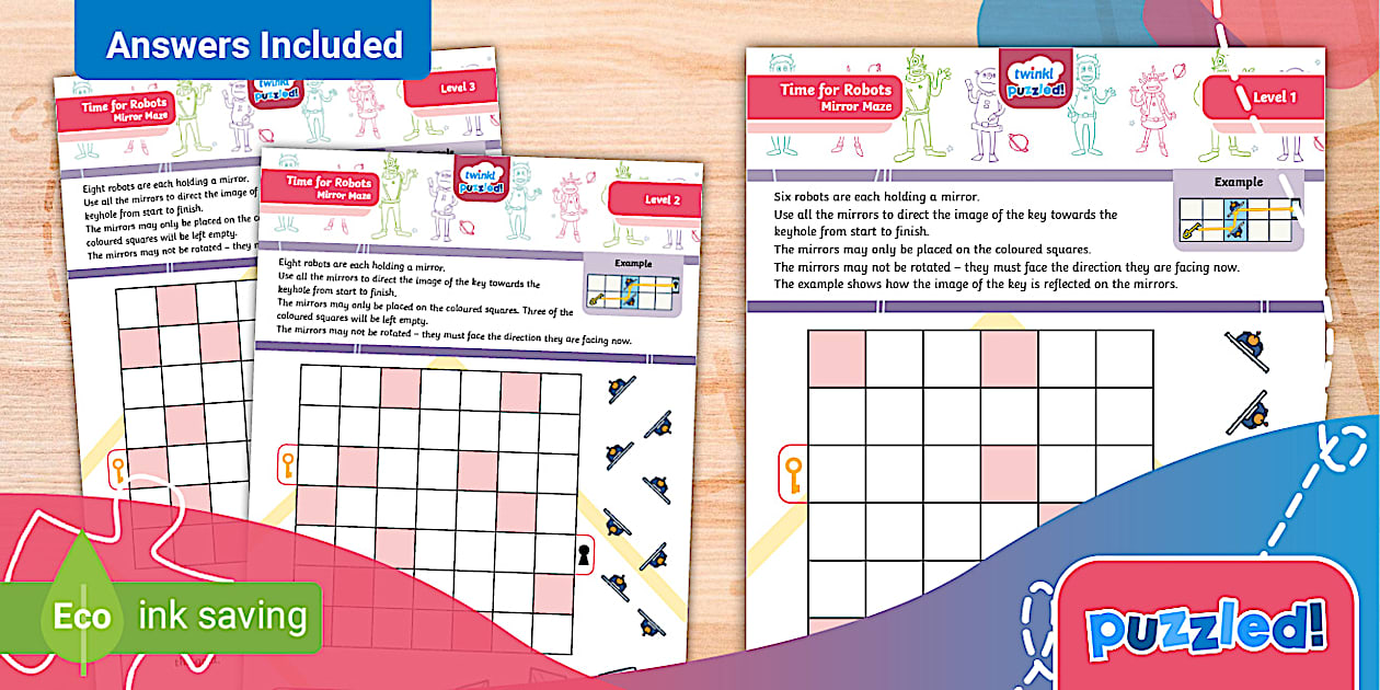 Time for Robots Mirror Maze - Twinkl - Kids Puzzles - Twinkl
