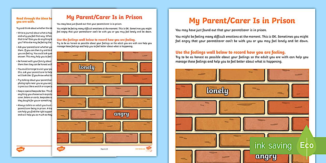 My Parent/Carer Is In Prison Worksheet (teacher made)