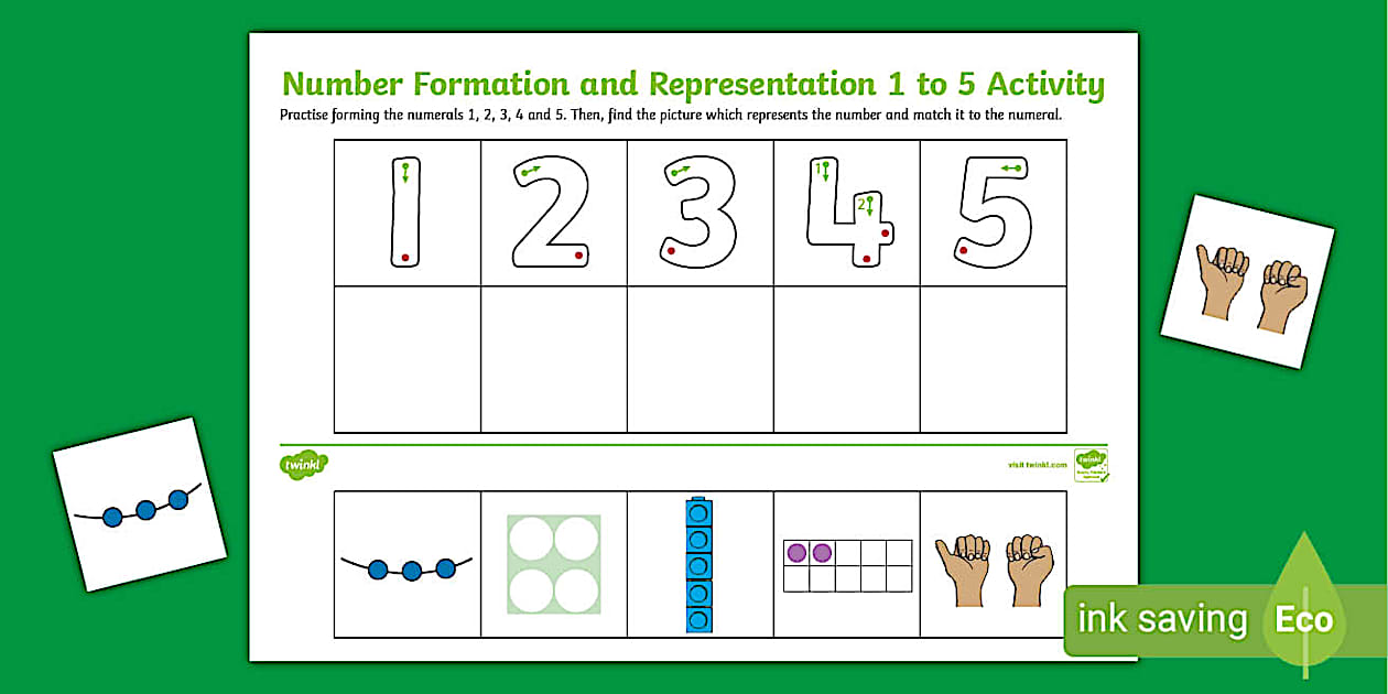 Higher Ability Number Formation and Representation 1 to 5 Activity