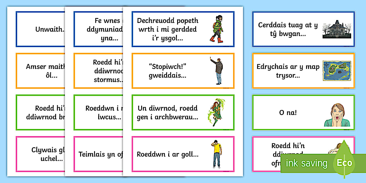 Cursive Cardiau Cychwynnol Brawddegau Adroddiadol - Twinkl