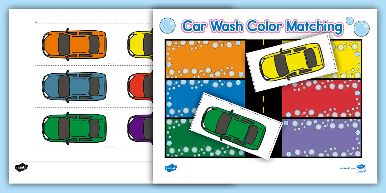 Car Wash Color Matching Activity Mat (teacher made) - Twinkl