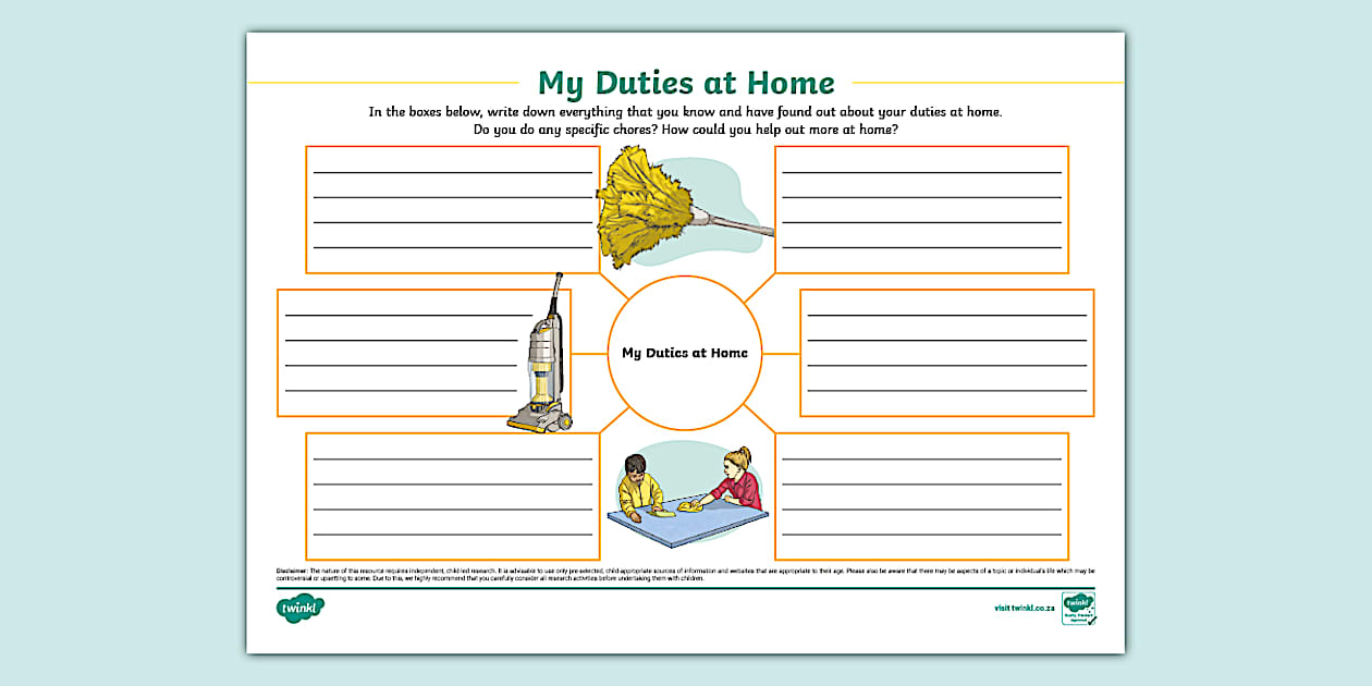 My Duties at Home Mind Map (Teacher-Made) - Twinkl