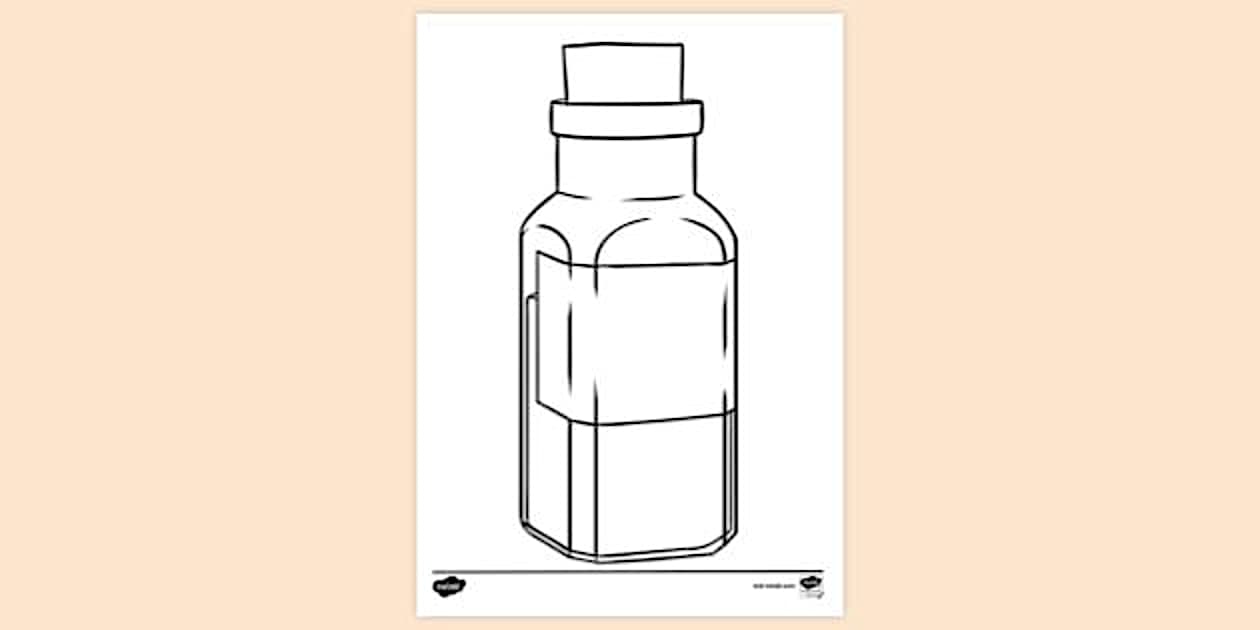 Potion Bottle With Label Colouring Sheet | Colouring Pages
