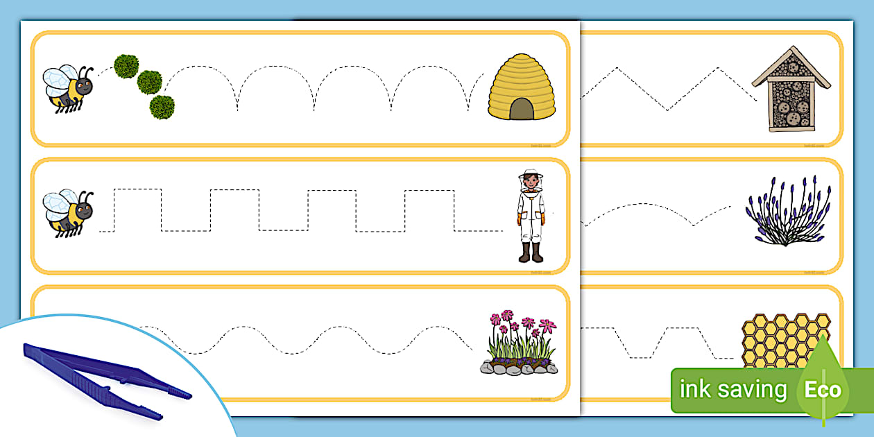Bee Trails Fine Motor Skills Cards | Twinkl (teacher made)