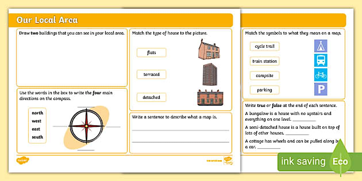 KS1 Geography Revision Mat: Our Local Area - Twinkl