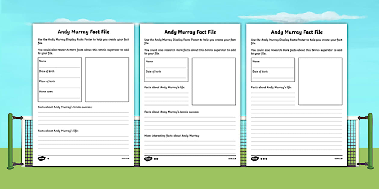 Andy Murray Fact File Worksheet / Worksheet Pack - Twinkl
