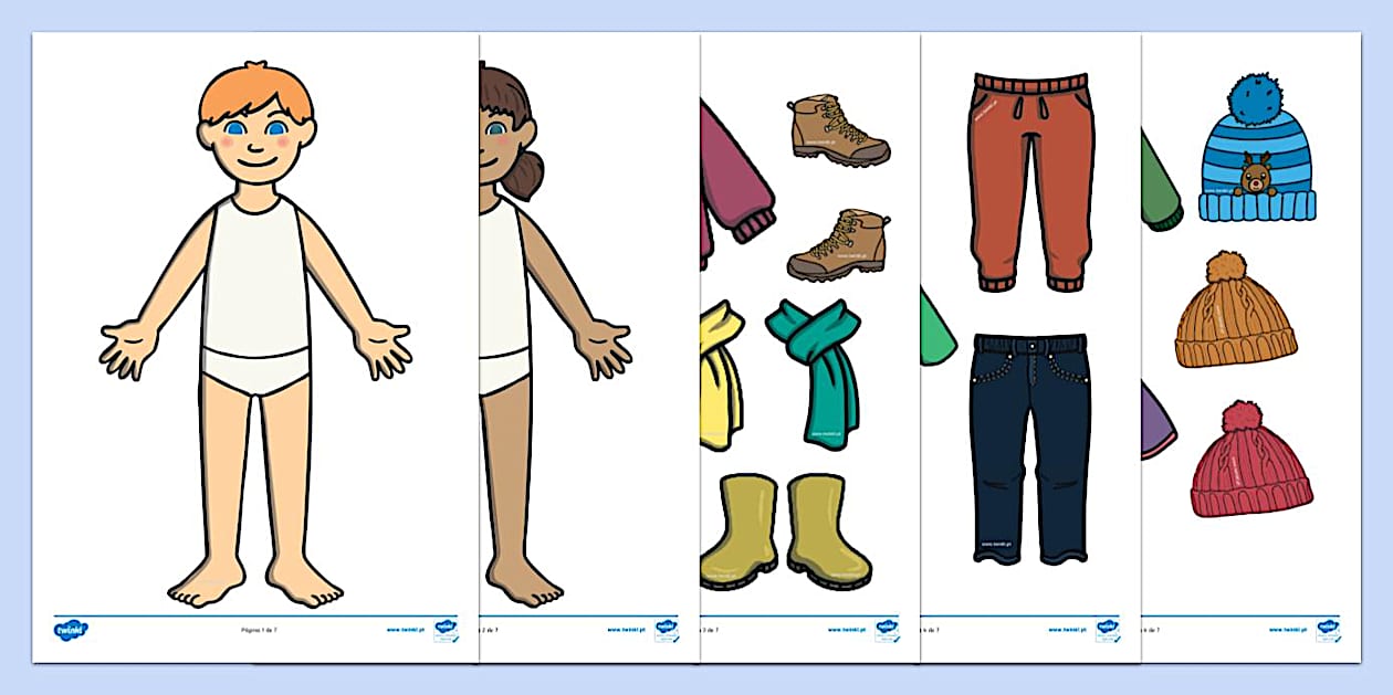 Atividade para Recortar: Roupas de Inverno