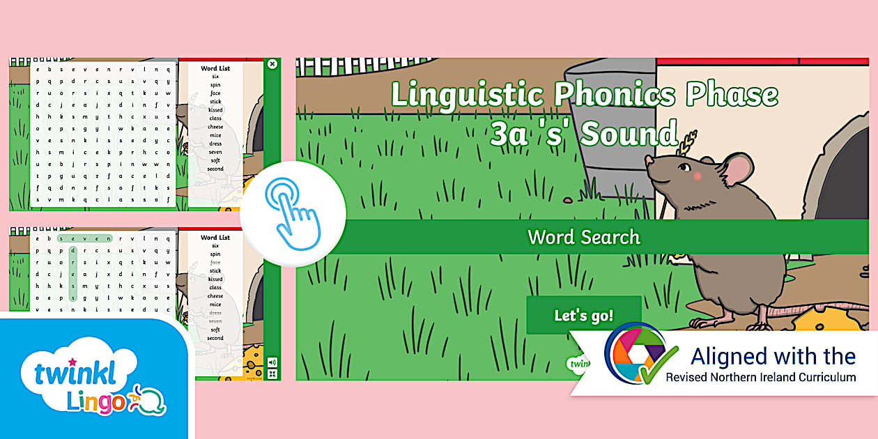 Linguistic Phonics Phase 3a 's' Sound Interactive Word Search