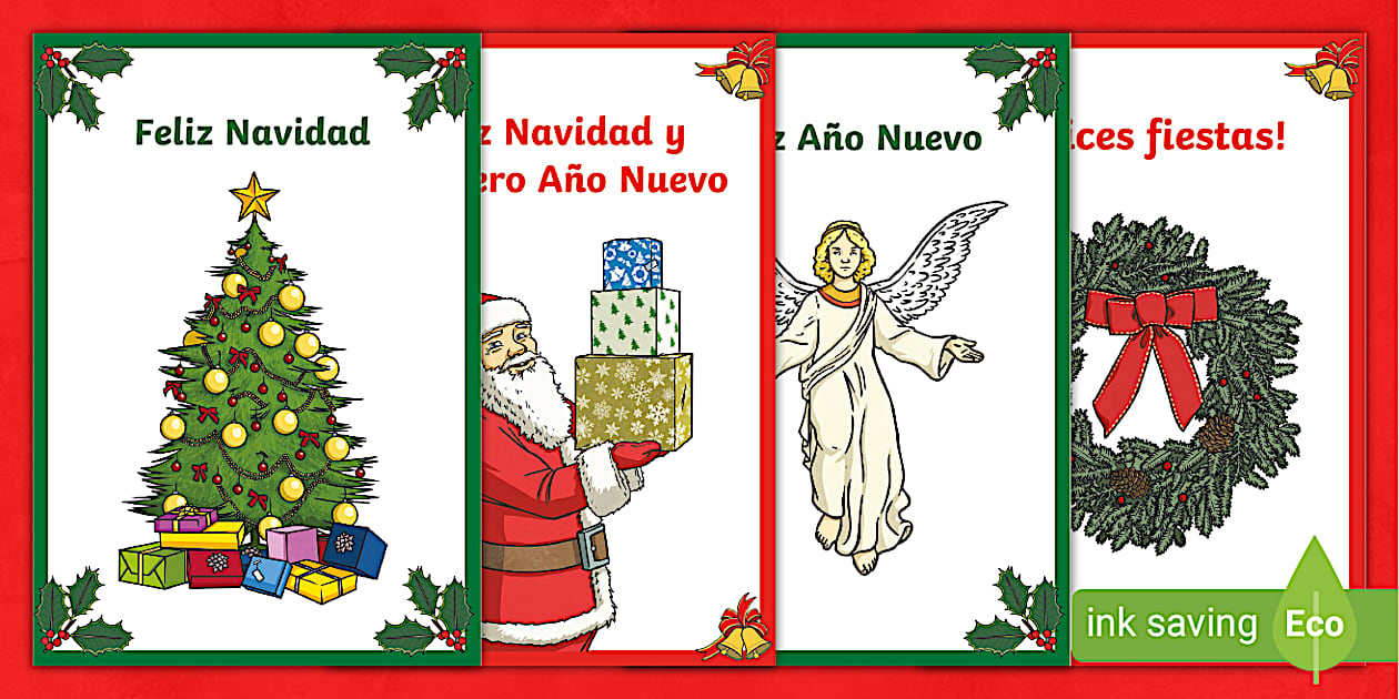 Black and White Spanish Christmas Cards (teacher made)