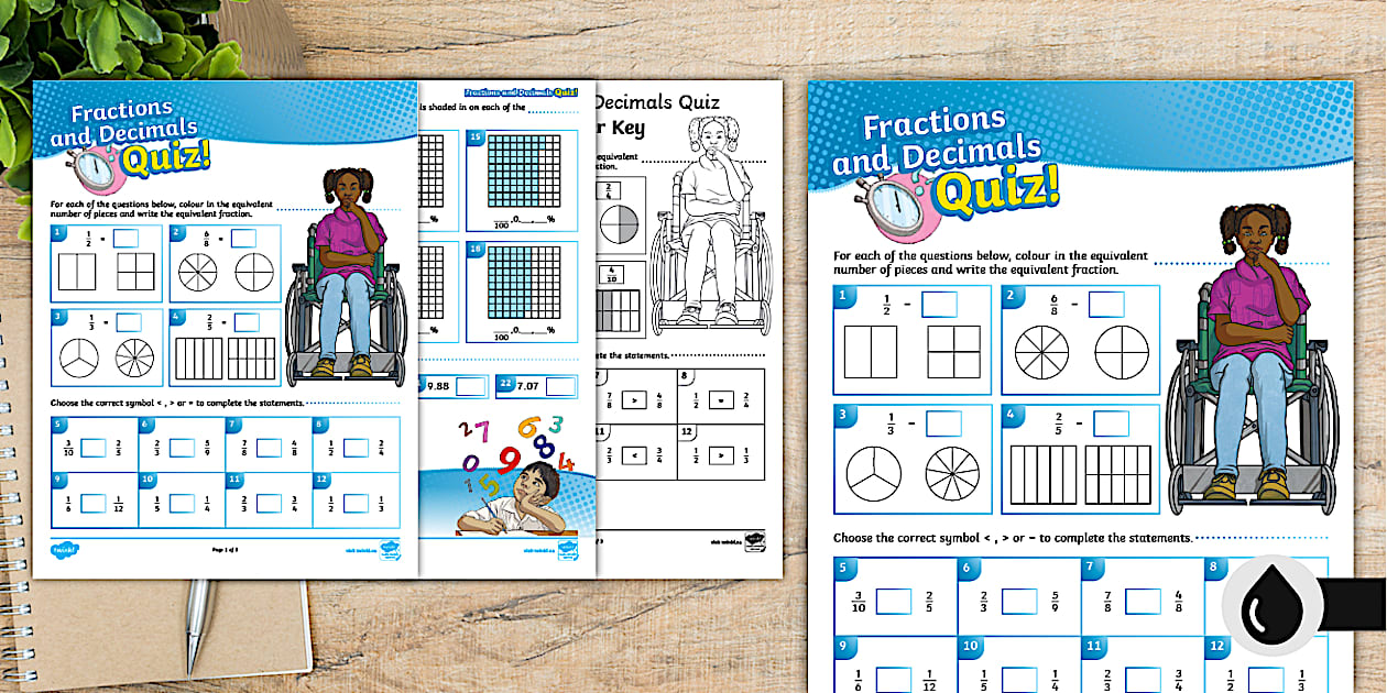 Grade 5 Fractions and Decimals Assessment - Twinkl