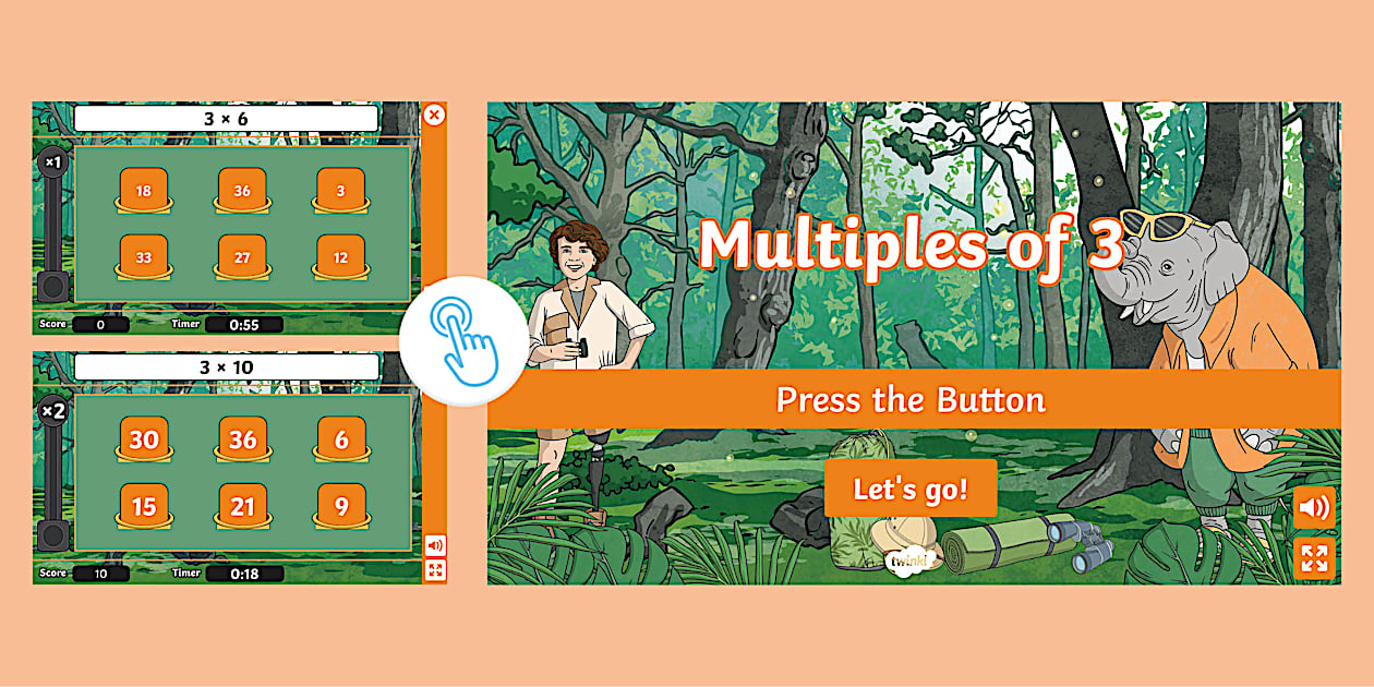 👉 Multiples of 3 KS2 Press the Button Maths Game - Twinkl