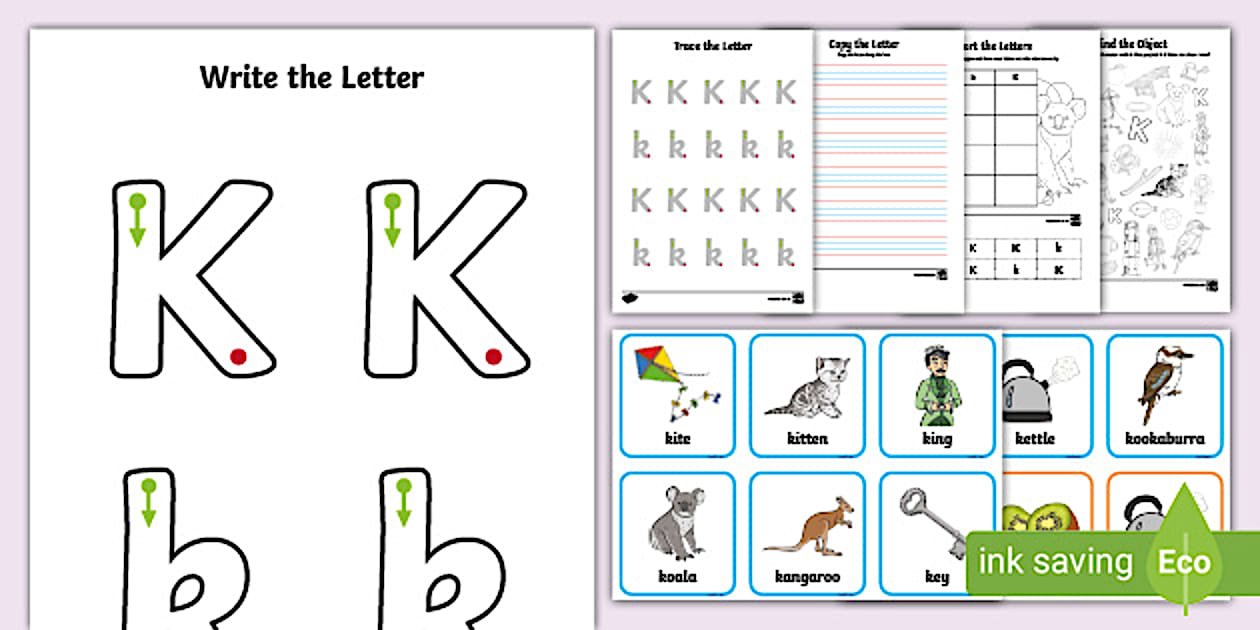 Fun printable letter ‘K’ template ideas for your EYLF class