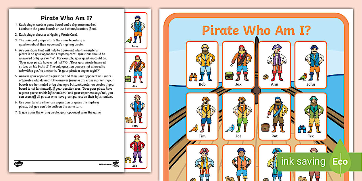 SA Pirate Who Am I? Game (teacher made) - Twinkl
