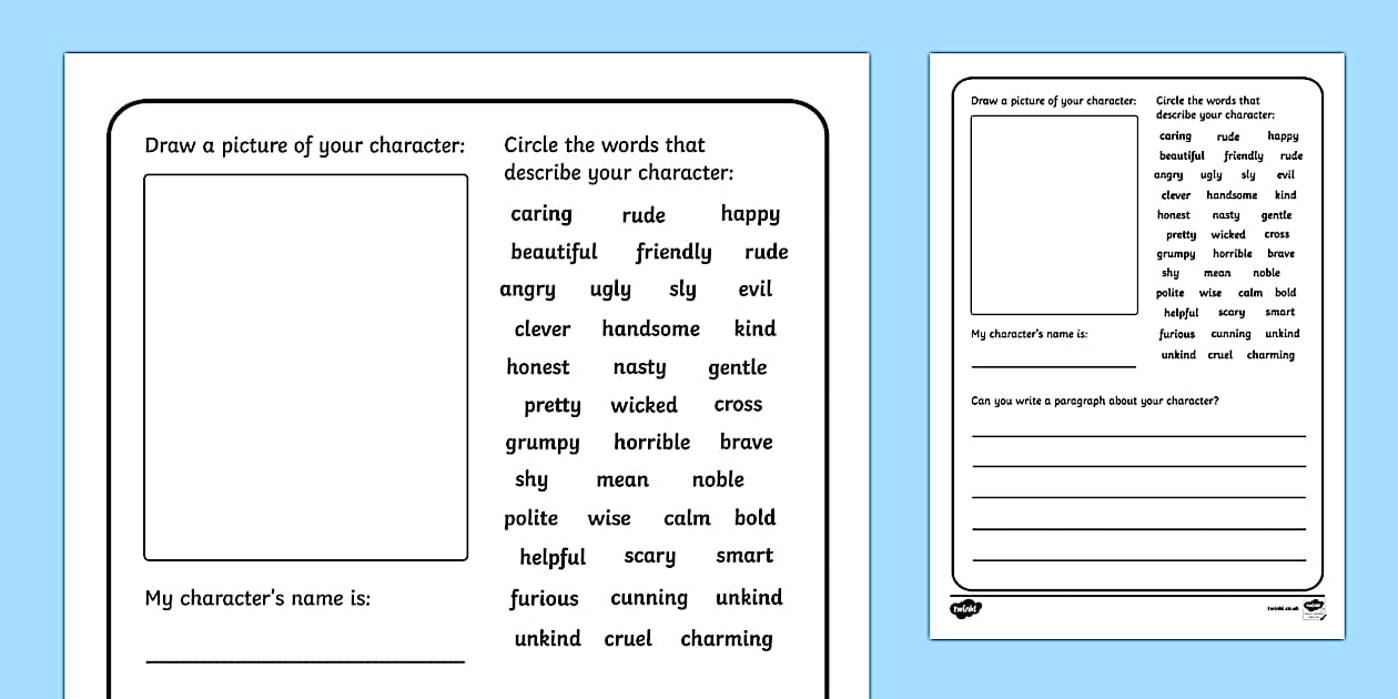 Higher Ability Design A Character Writing Frames - Twinkl