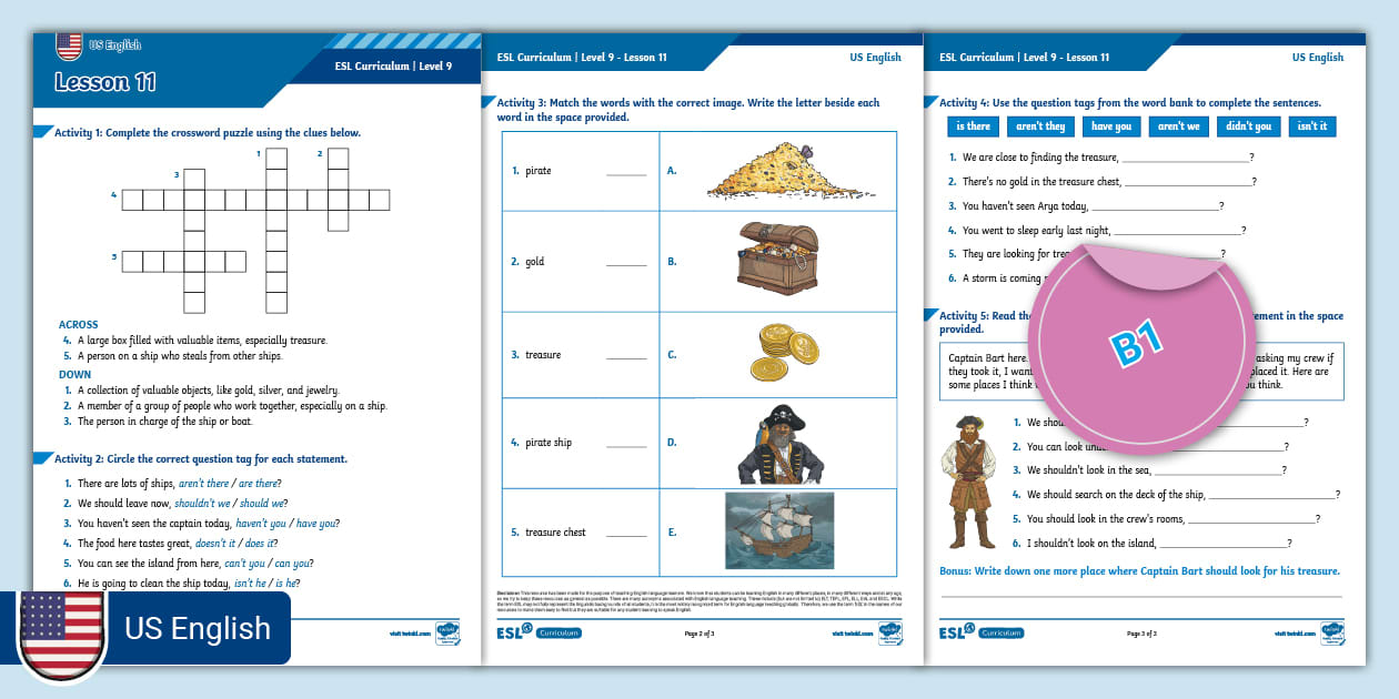 ESL Curriculum Level 9, Lesson 11 Activity Sheet