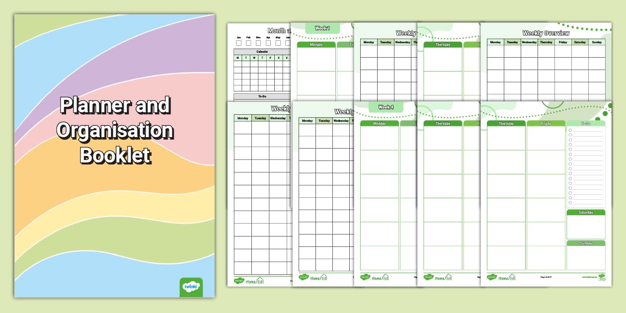 Home Education Planner and Organisation Booklet - Twinkl