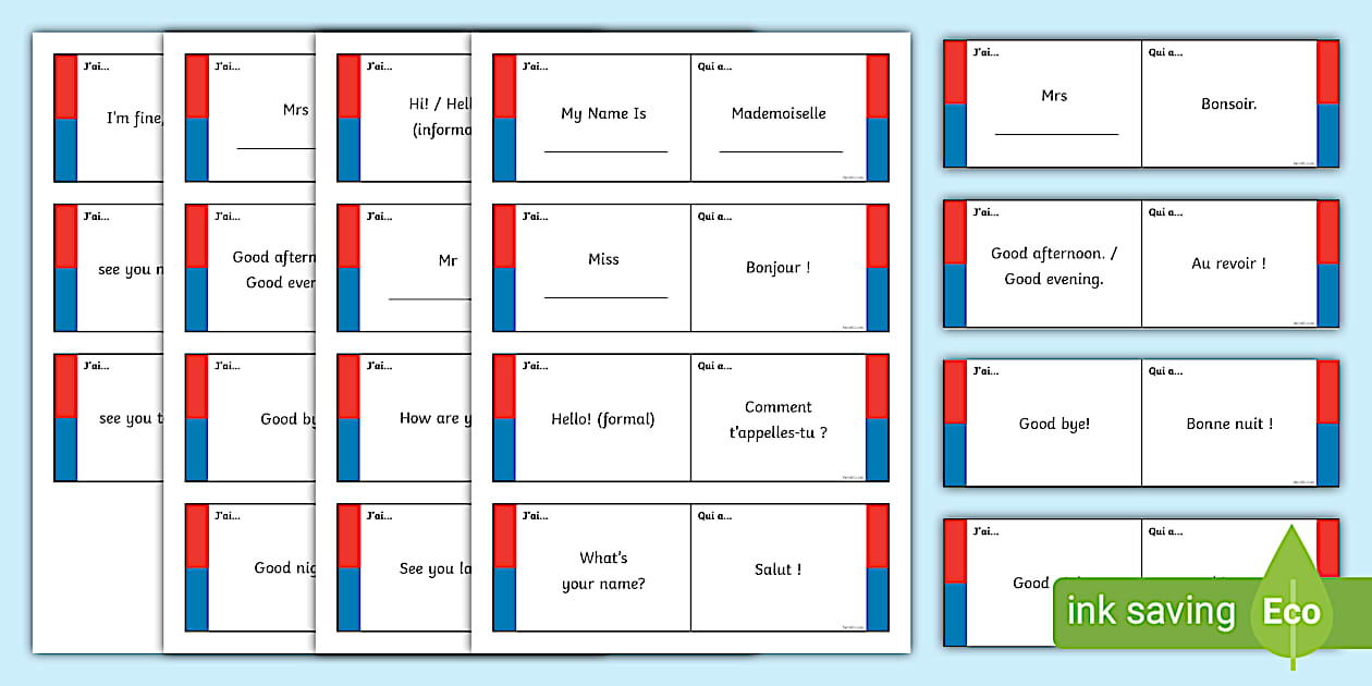 Editable French Meet and Greet Loop Cards (teacher made)