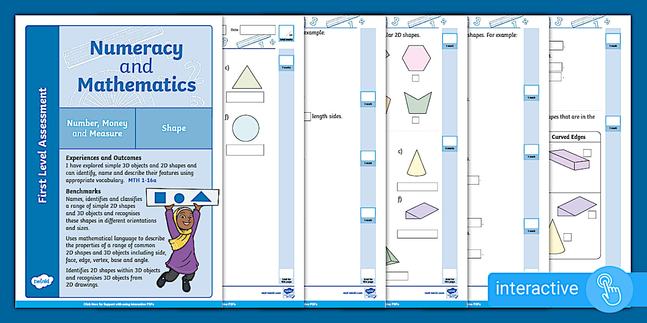 Interactive PDF: First Level Mathematics Assessment - Shape