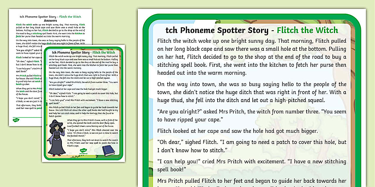 ‘tch’ Trigraph – Phoneme Spotter Story - Phonics