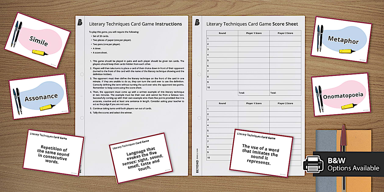 Literary Techniques Card Game (teacher made) - Twinkl
