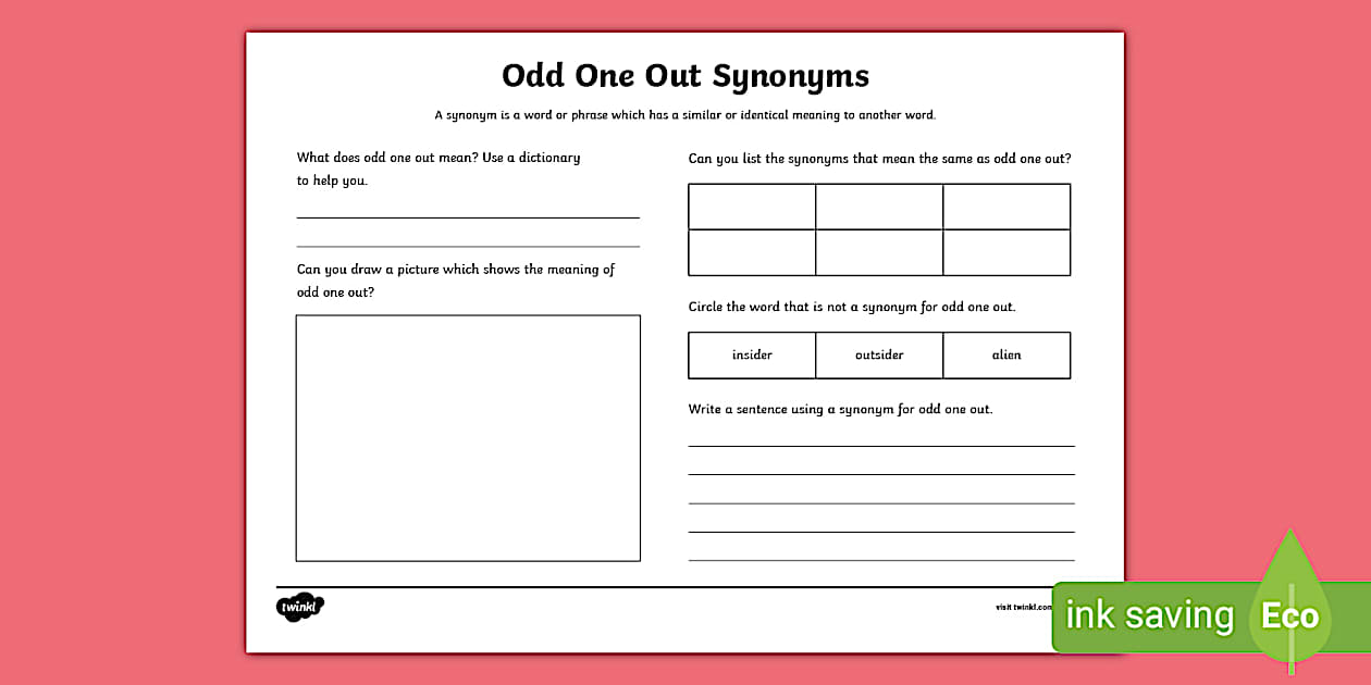 Odd One Out Synonyms Worksheet (teacher made) - Twinkl