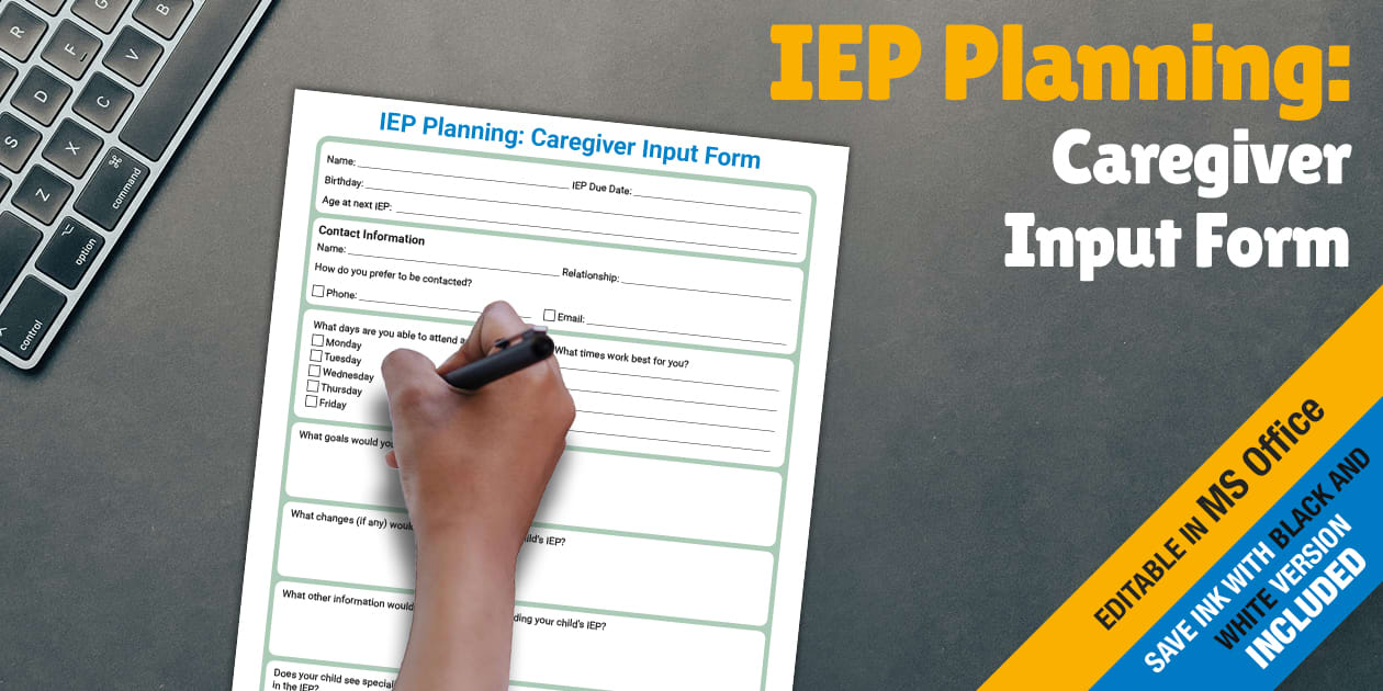 IEP Planning Form for Caregivers