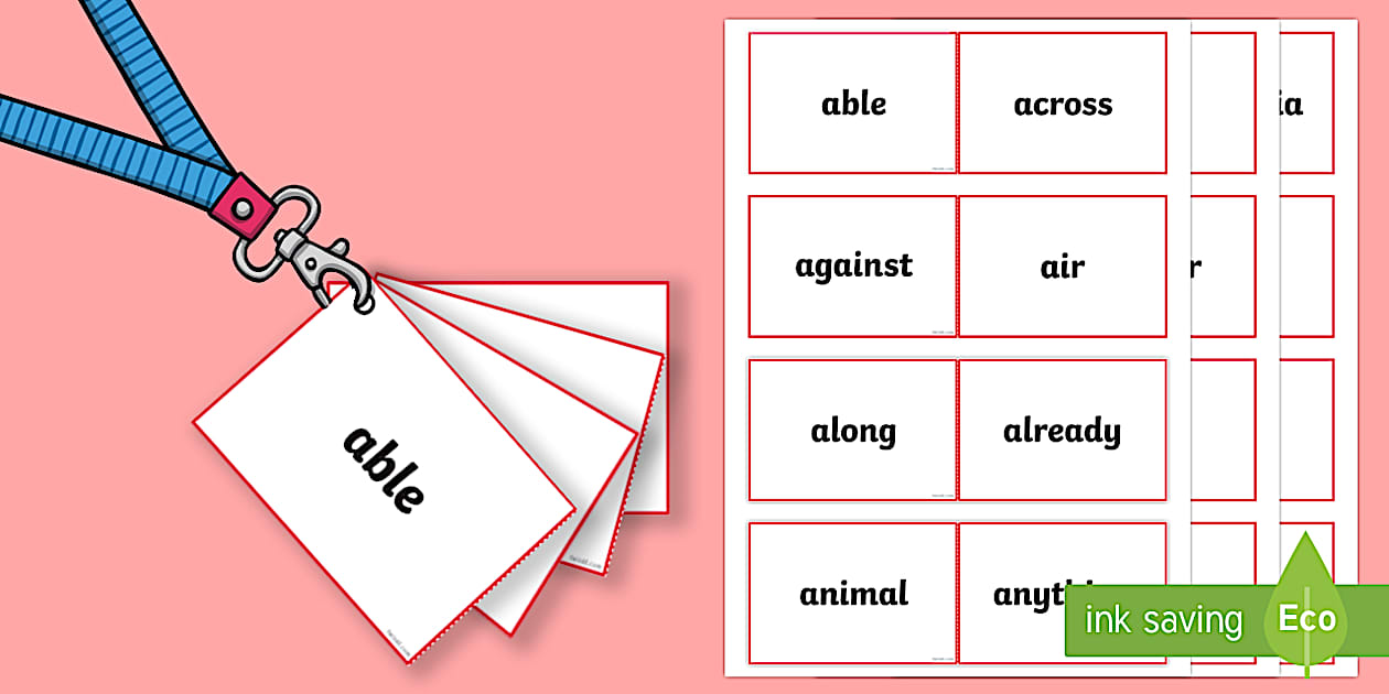 Lanyard Sized Australia Year Three Core Word Cards - Twinkl