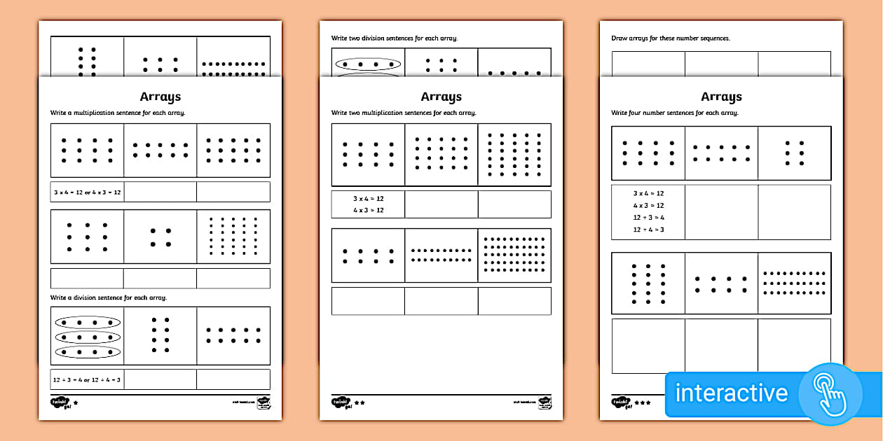 Middle Ability Year 2 Maths Arrays Homework Worksheet