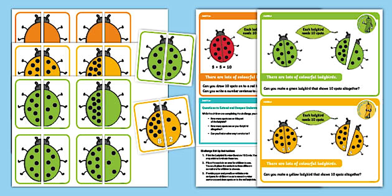 EYFS Maths Addition Chilli Challenges: Ladybird Number Bonds to 10
