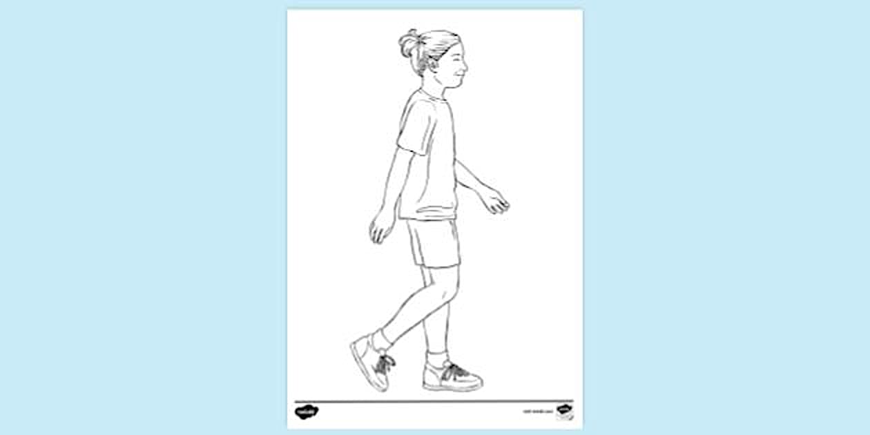 Walk Girl PE Kit Colouring Sheet | Colouring Sheets - Twinkl