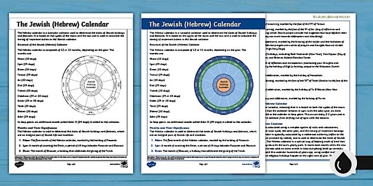 Jewish Calendar Fact File and Canadian Jewish Resources