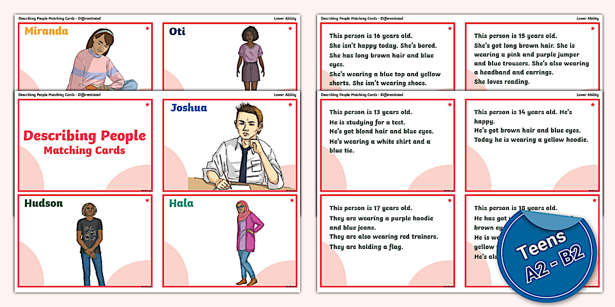 ESL Matching Cards for Describing People (Differentiated)