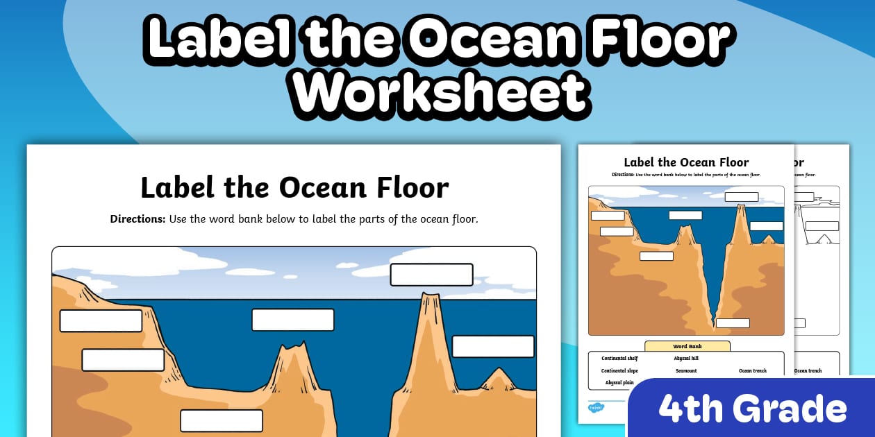 Fourth Grade Label the Ocean Floor Worksheet