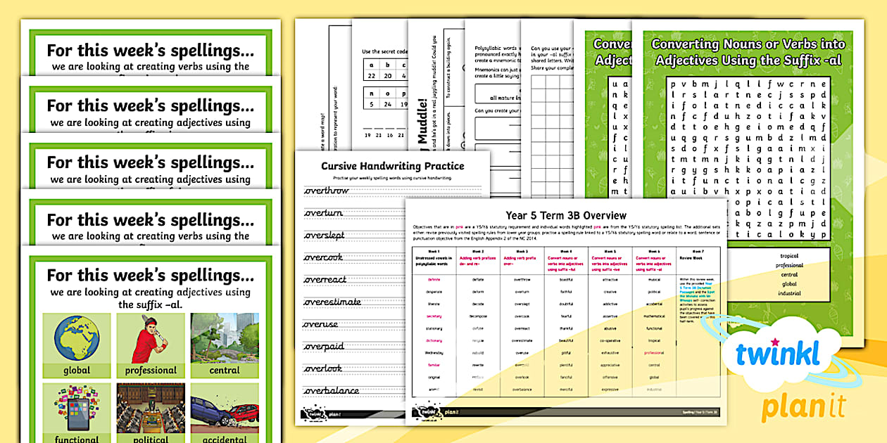 PlanIt Spelling Year 5 Term 3B Bumper Spelling Pack - Twinkl