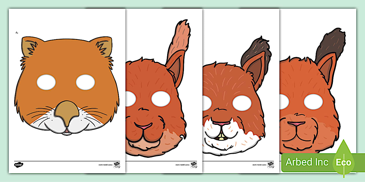 Masgiau Chwarae Rôl Y Wiwer Goch (Teacher-Made) - Twinkl