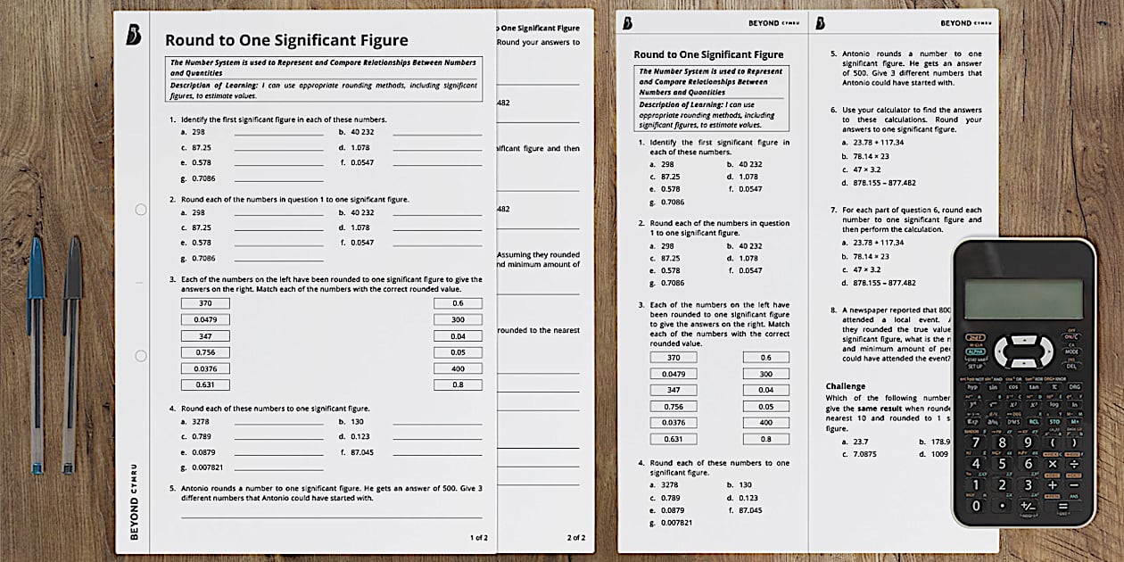 Beyond Cymru: Round to One Significant Figure (Teacher-Made)