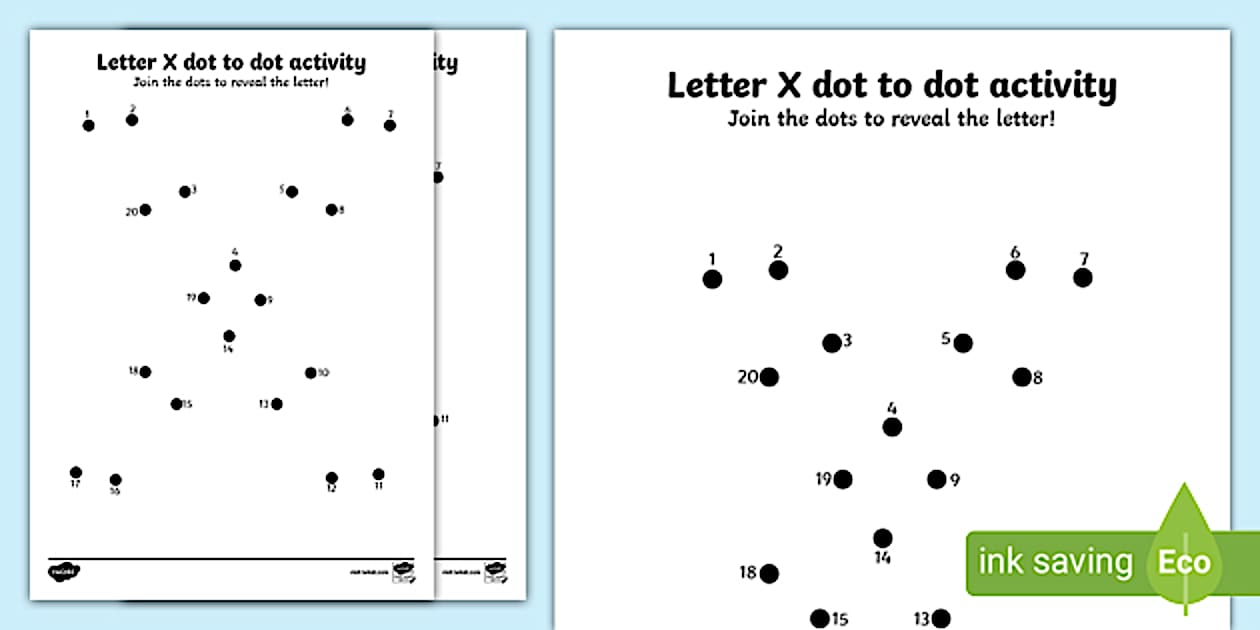 Dot to Dot Alphabet X Activity - Worksheets (teacher made)