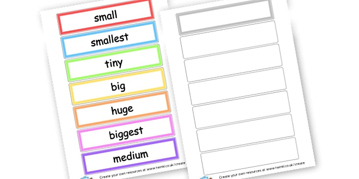 Size Cards (Teacher-Made) - Twinkl
